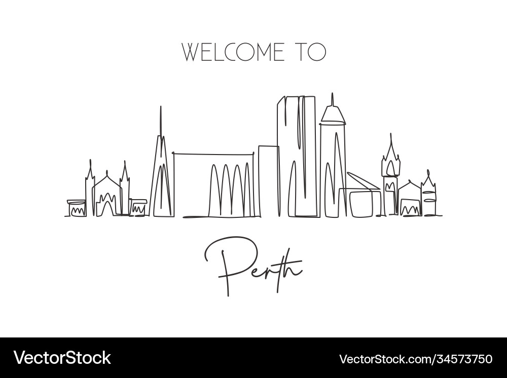 One single line drawing perth city skyline Vector Image