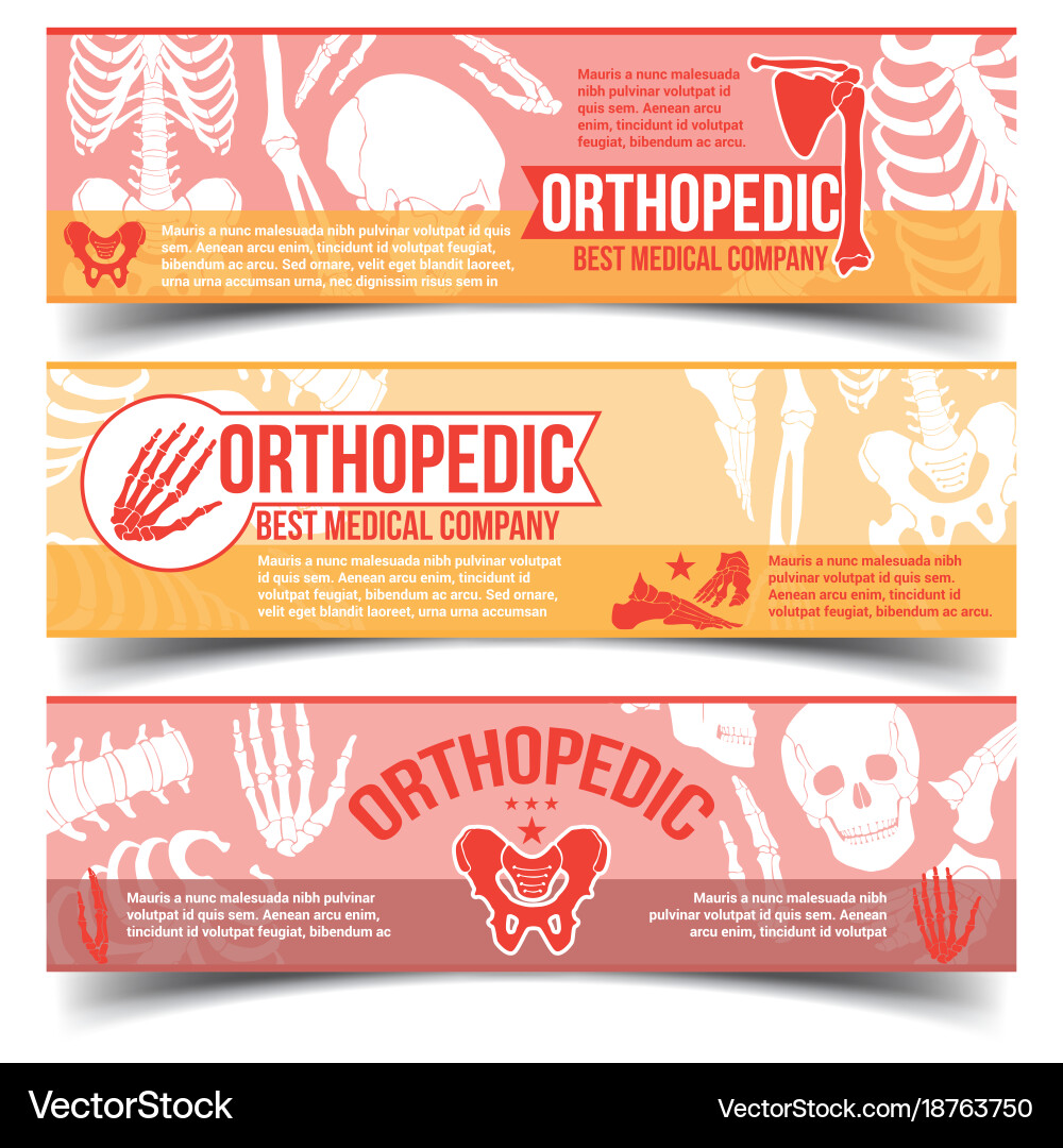 Orthopedic banners with x-ray human bones Vector Image