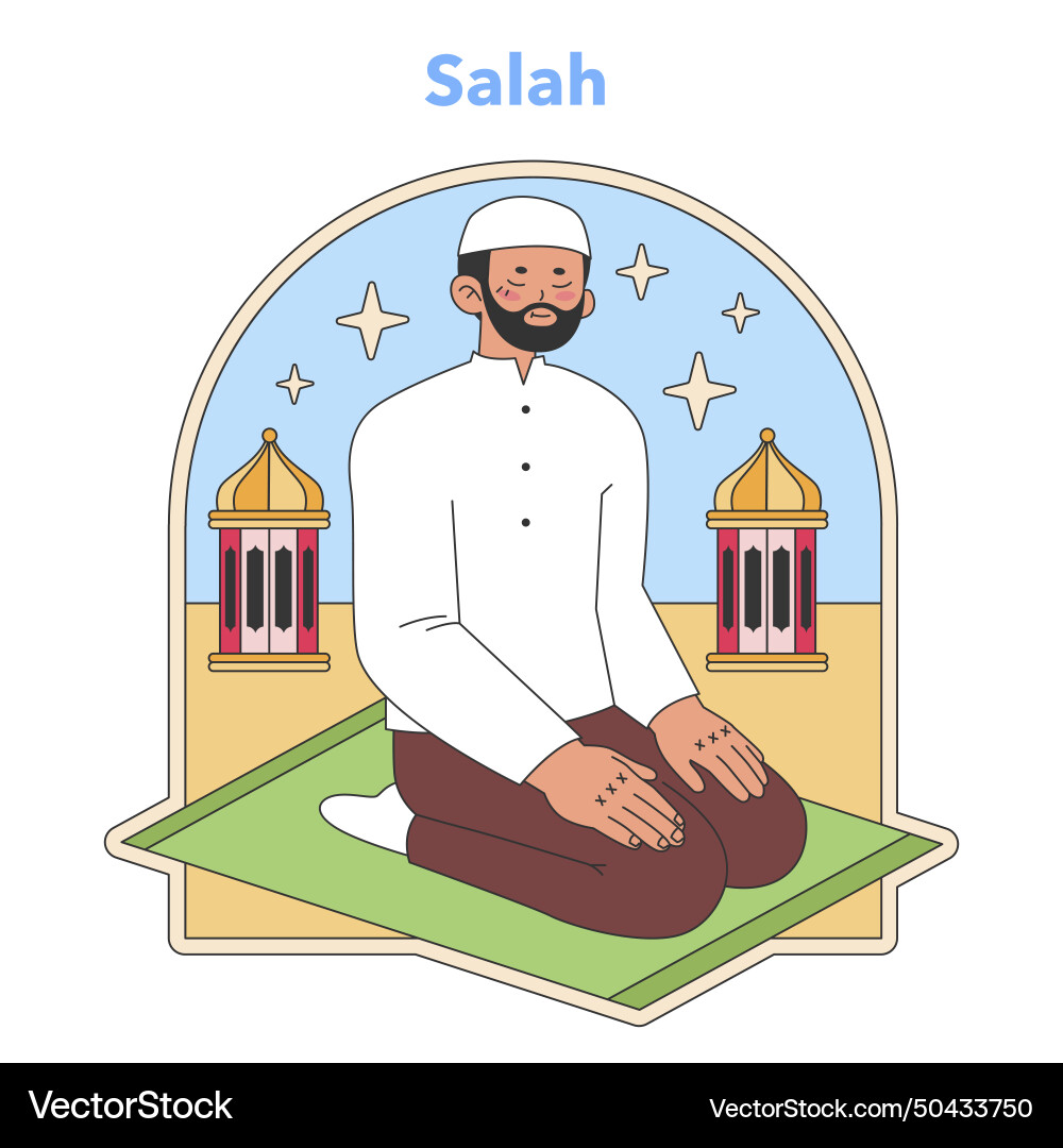 Salah practice flat image Royalty Free Vector Image