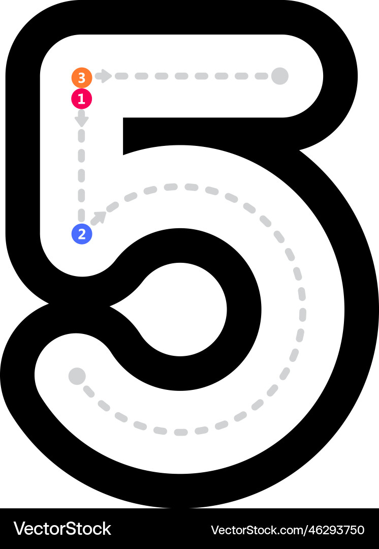 Tracing number 5 prewriting dotted line math Vector Image Tracing number 5 prewriting dotted line math Vector Image