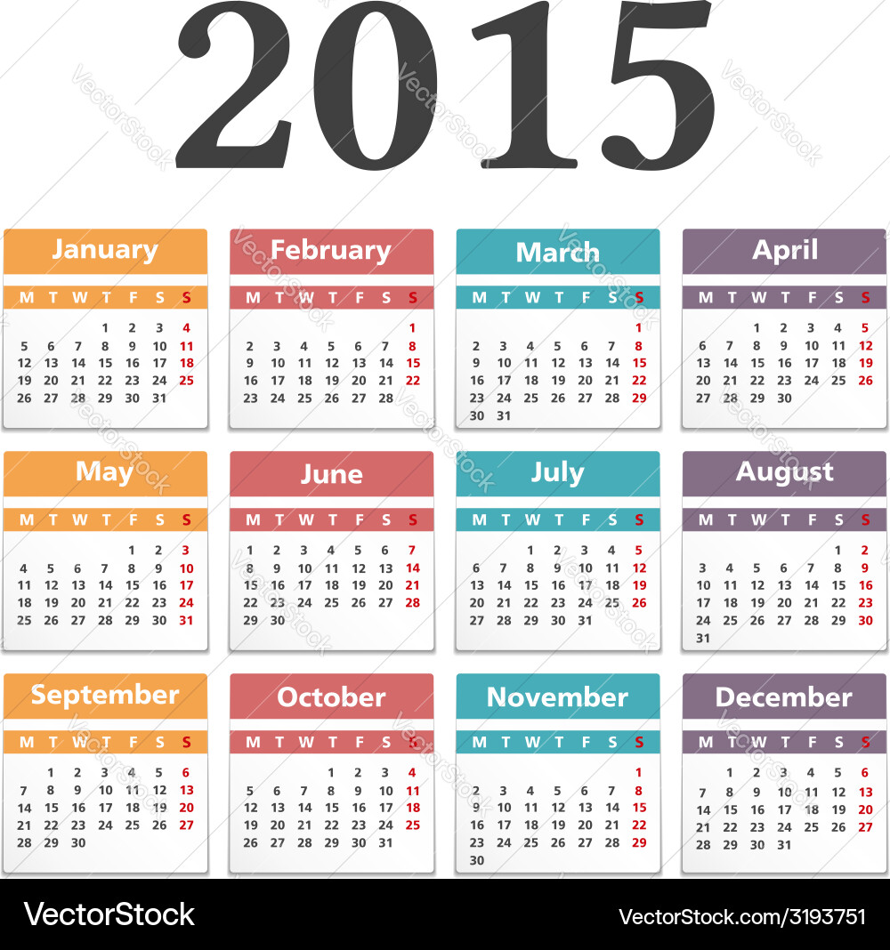 2015 calendar Royalty Free Vector Image - VectorStock