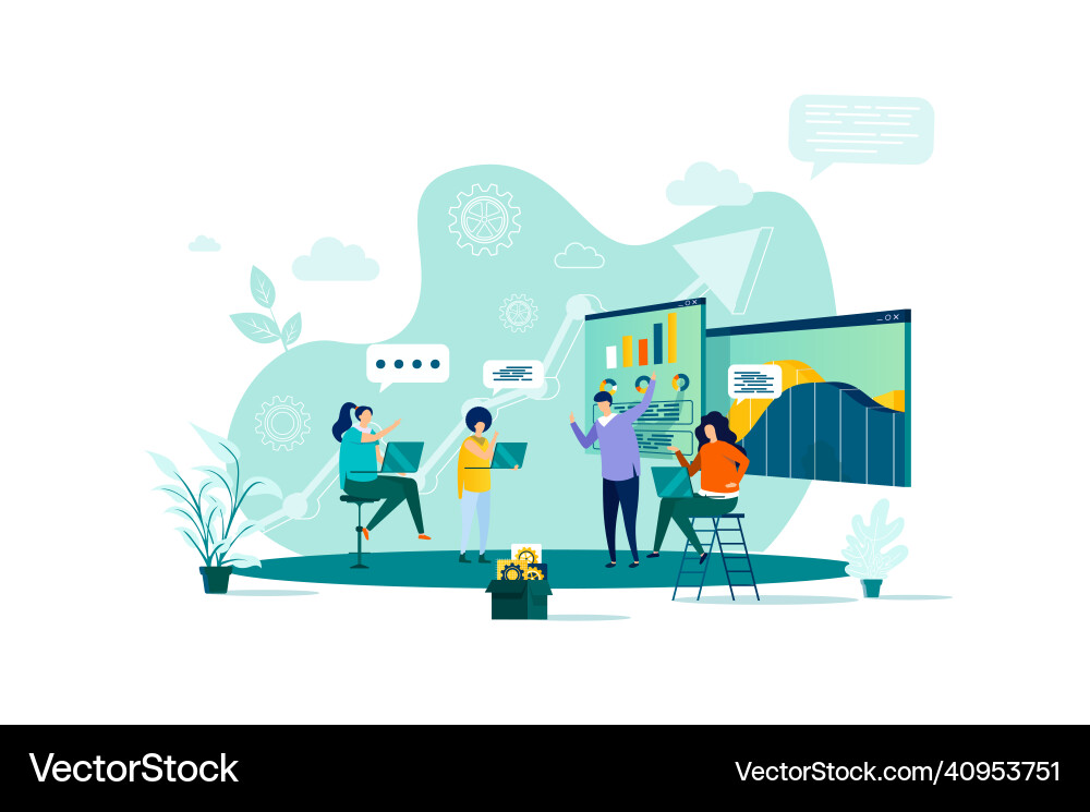 Business meeting concept in flat style Royalty Free Vector