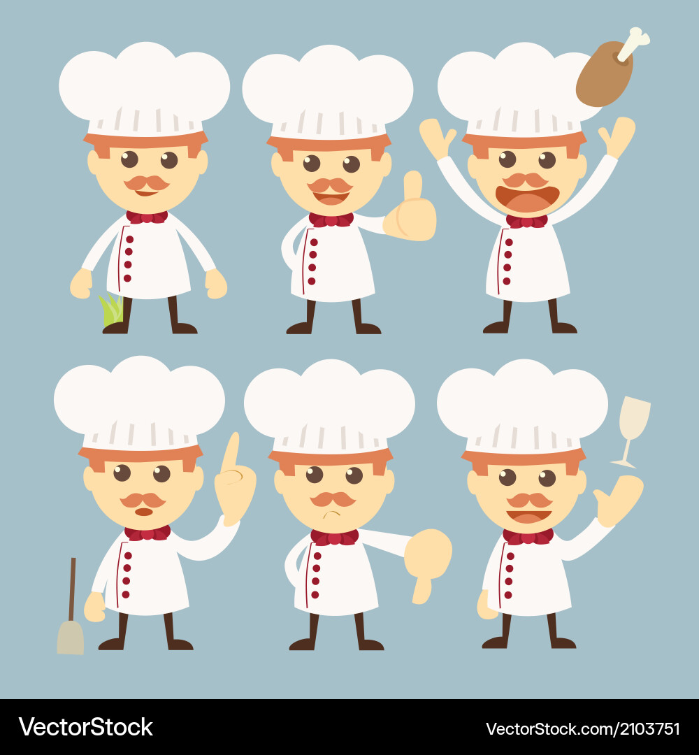 Chef character set cartoon Royalty Free Vector Image