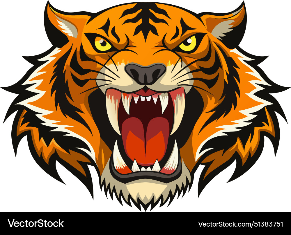 Close-up of a roaring tiger Royalty Free Vector Image