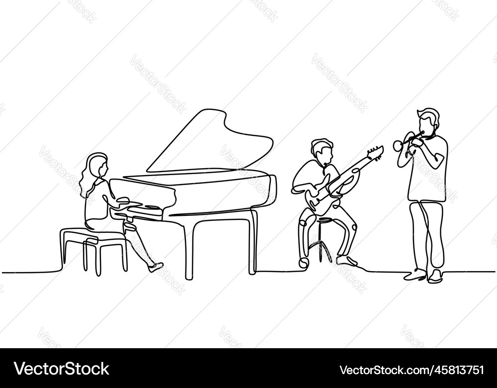 Continuous line drawing of orchestra music Vector Image