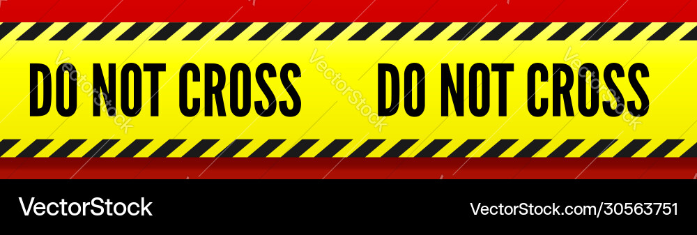 Do not cross yellow striped line on red Royalty Free Vector