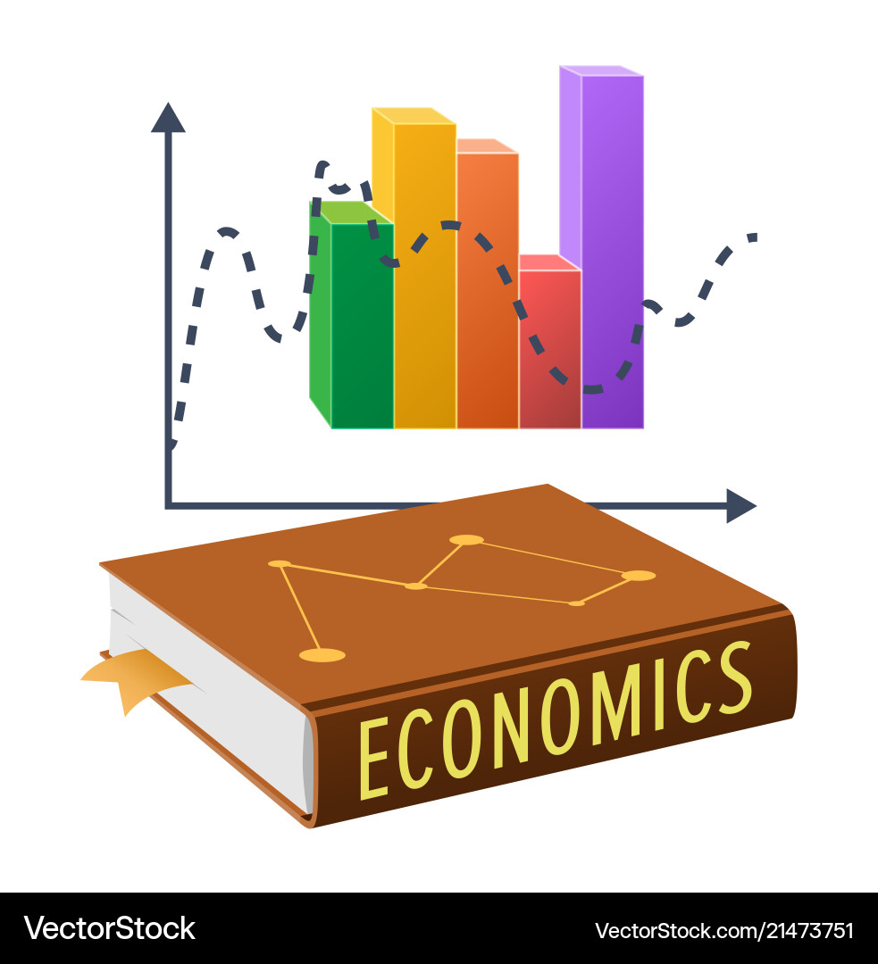 Economics Textbook with Statistical Chart Vector Image