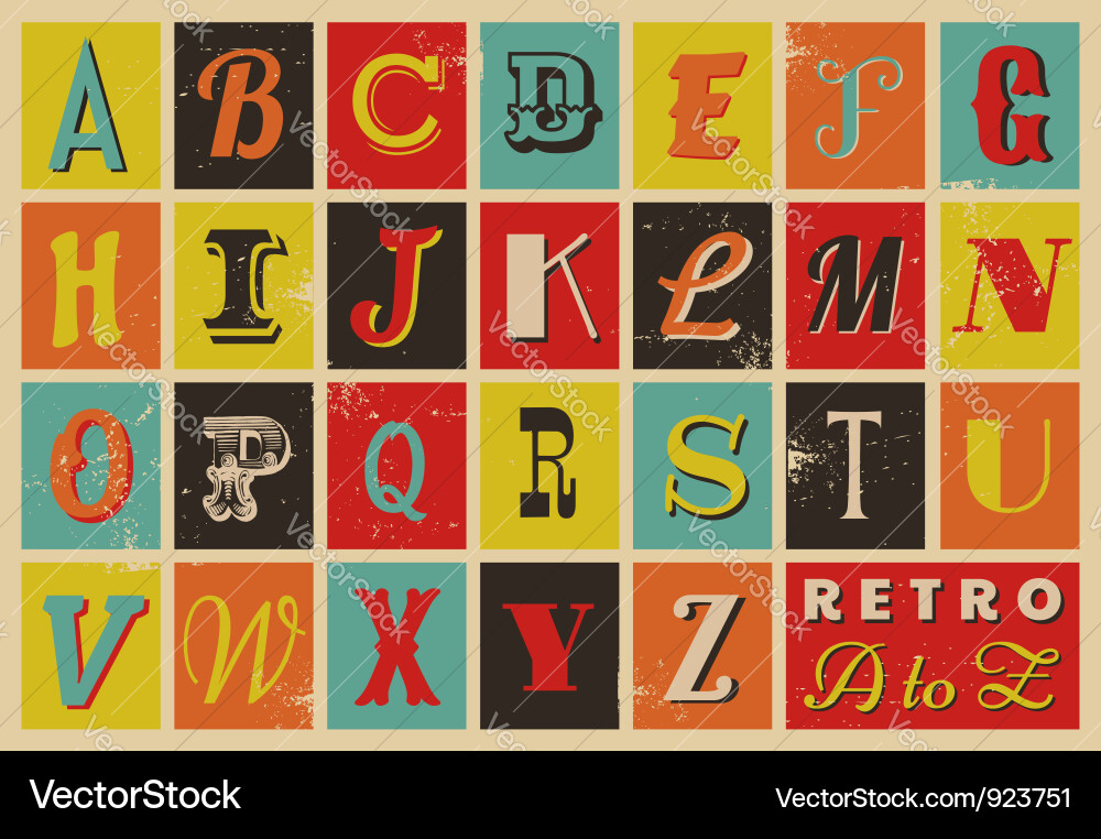 Retro alphabet Royalty Free Vector Image - VectorStock