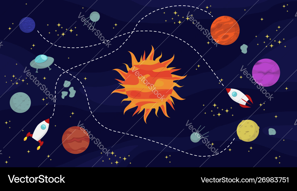 Space background with sun Royalty Free Vector Image