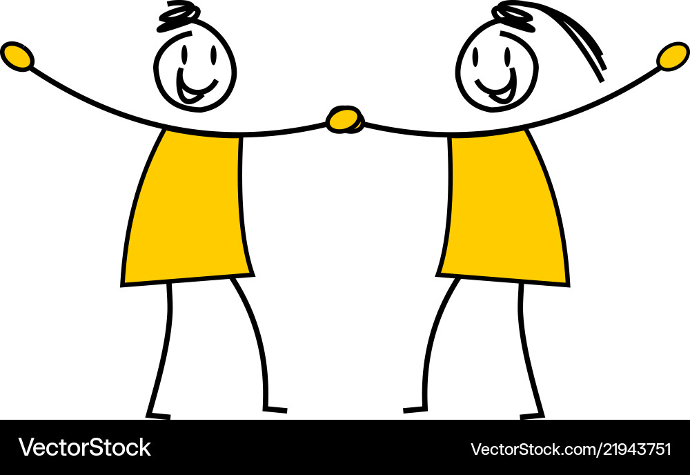 Stick figures stickman good and happy Royalty Free Vector