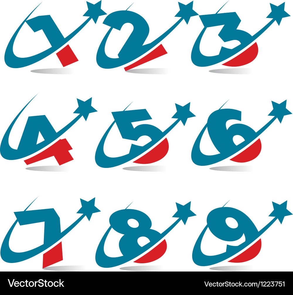 Swoosh patriotic logo numbers Royalty Free Vector Image
