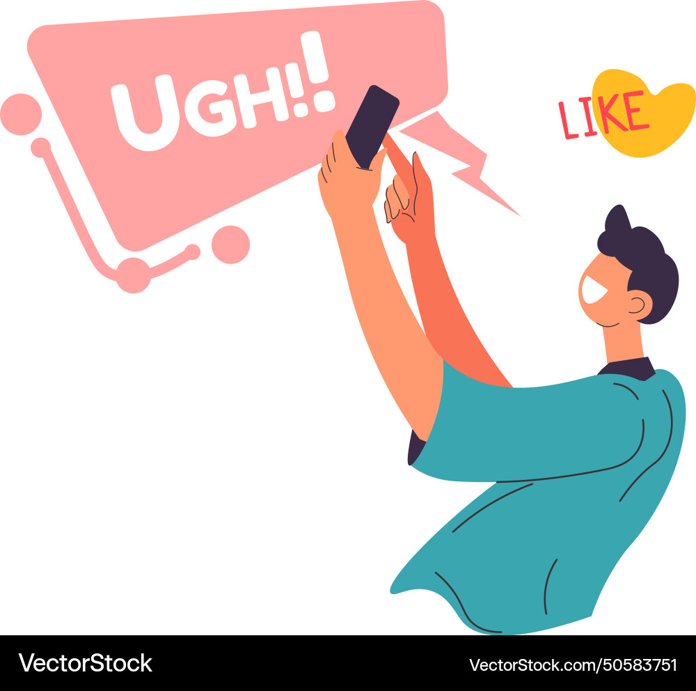Ugh expression male character chatting in web Vector Image