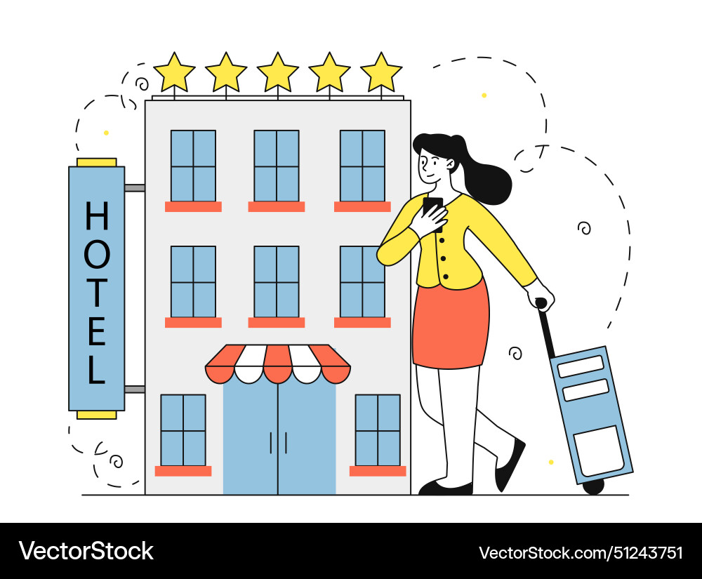 Woman booking hotel simple Royalty Free Vector Image