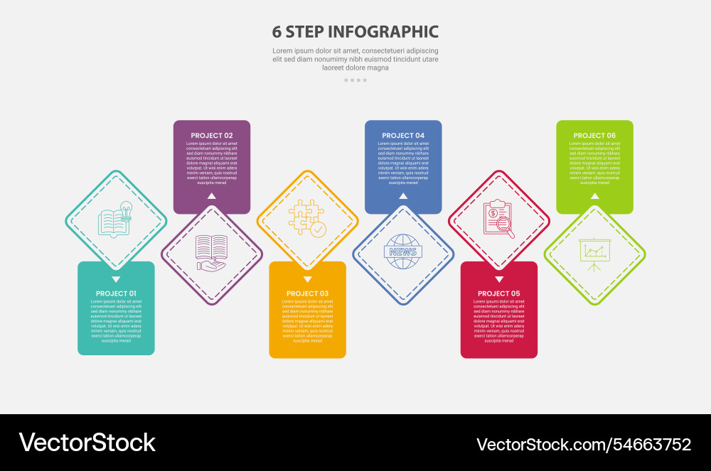 6 points template infographic outline style Vector Image