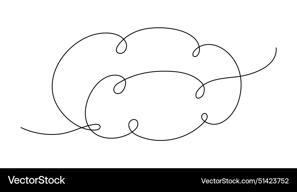 Abstract cloud continuous line art drawing cloudy Vector Image