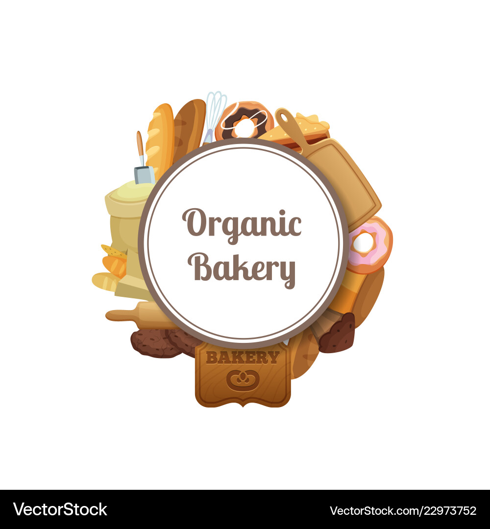 Cartoon bakery under circle with place Royalty Free Vector