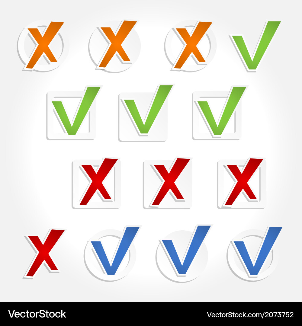 Check mark stickers Royalty Free Vector Image - VectorStock