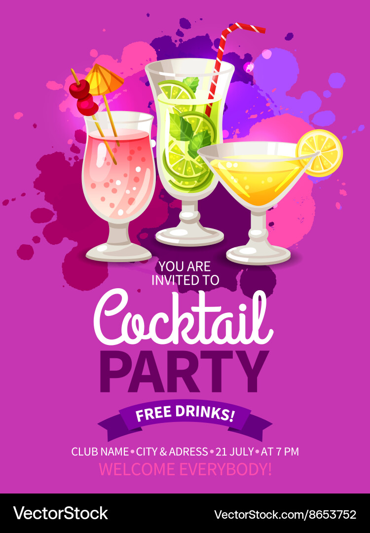 Cocktails party flyers Royalty Free Vector Image