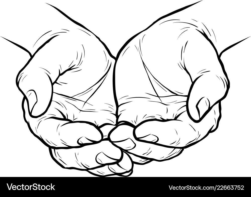 Cupped Hands - Prayer or Offering Royalty Free Vector Image