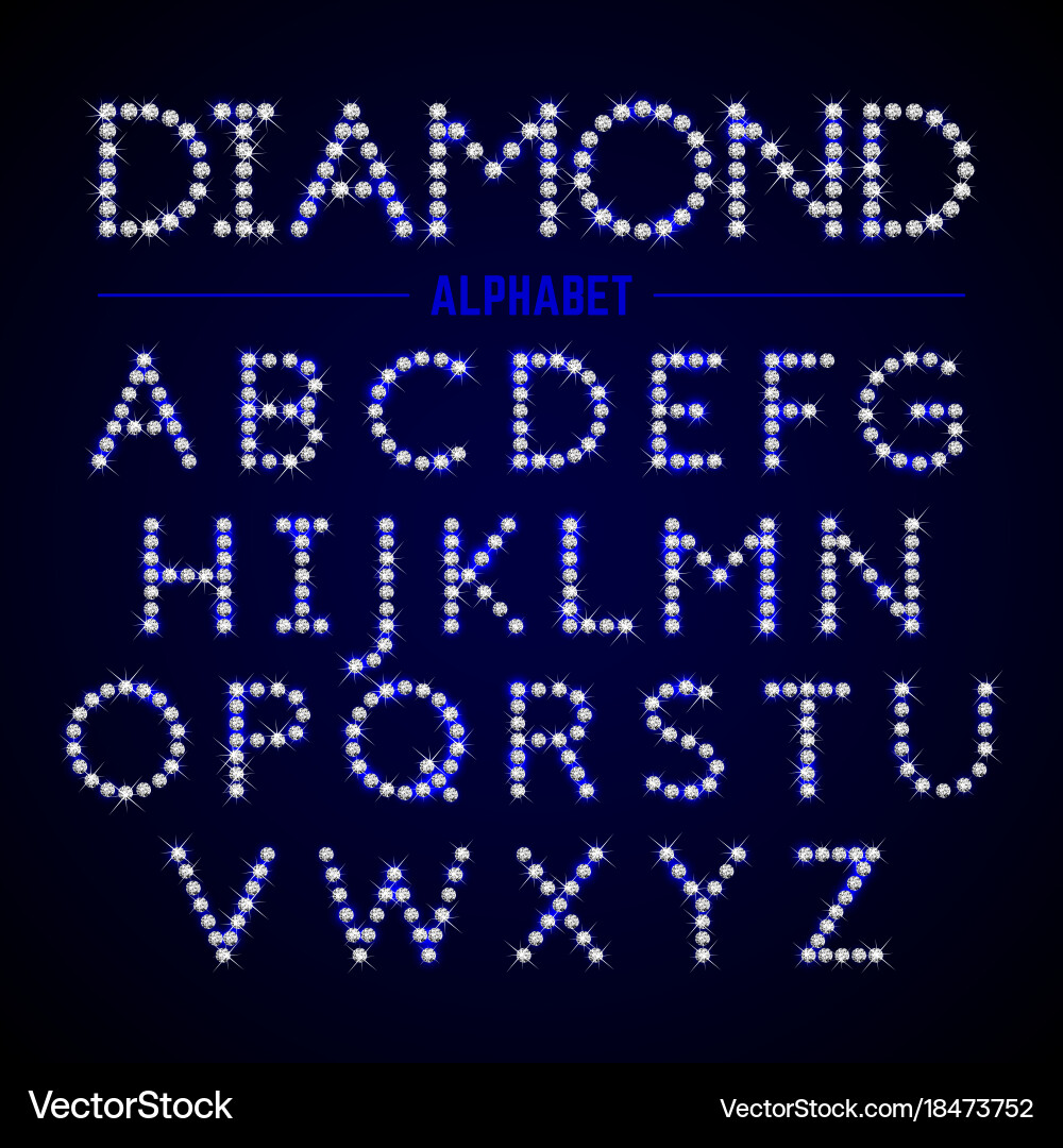 Diamond Letter Font - Luxury Jewel Text Royalty Free Vector
