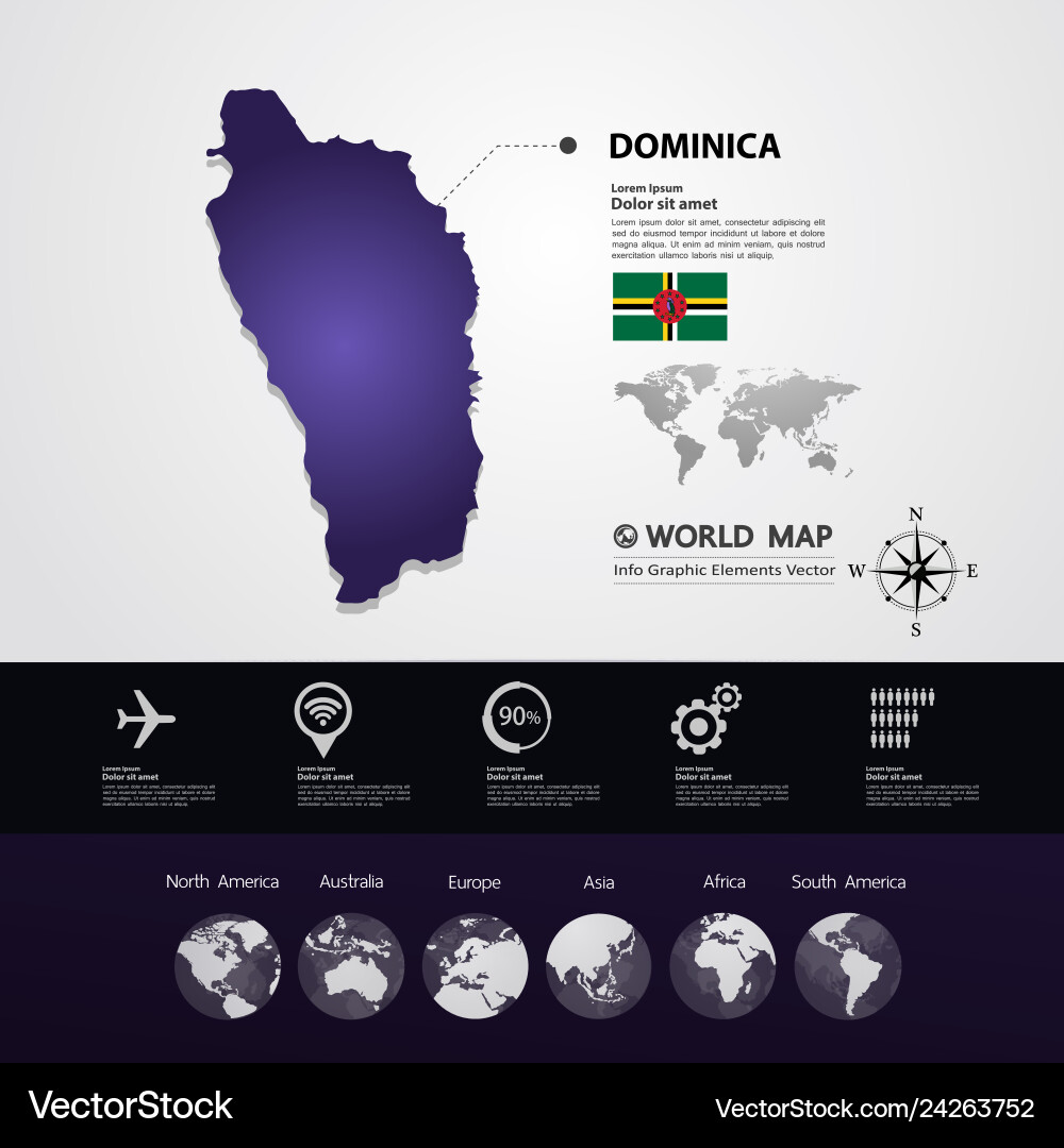 Dominica map Royalty Free Vector Image - VectorStock