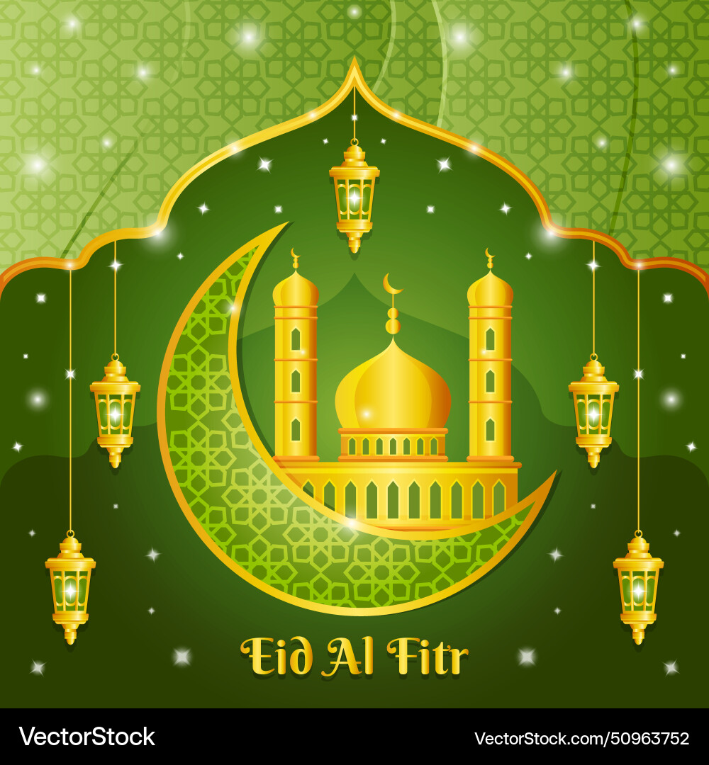 Elegant green gold eid al fitr concept Royalty Free Vector
