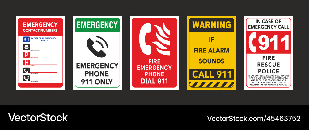Emergency contact signs Royalty Free Vector Image