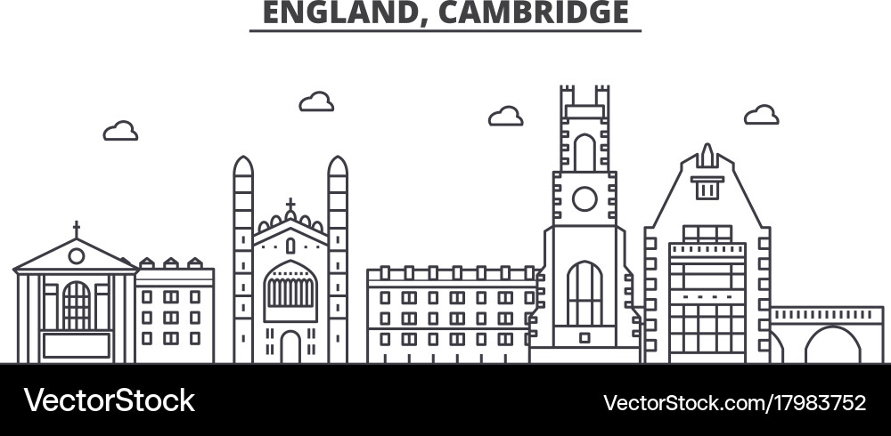 England cambridge architecture line skyline Vector Image