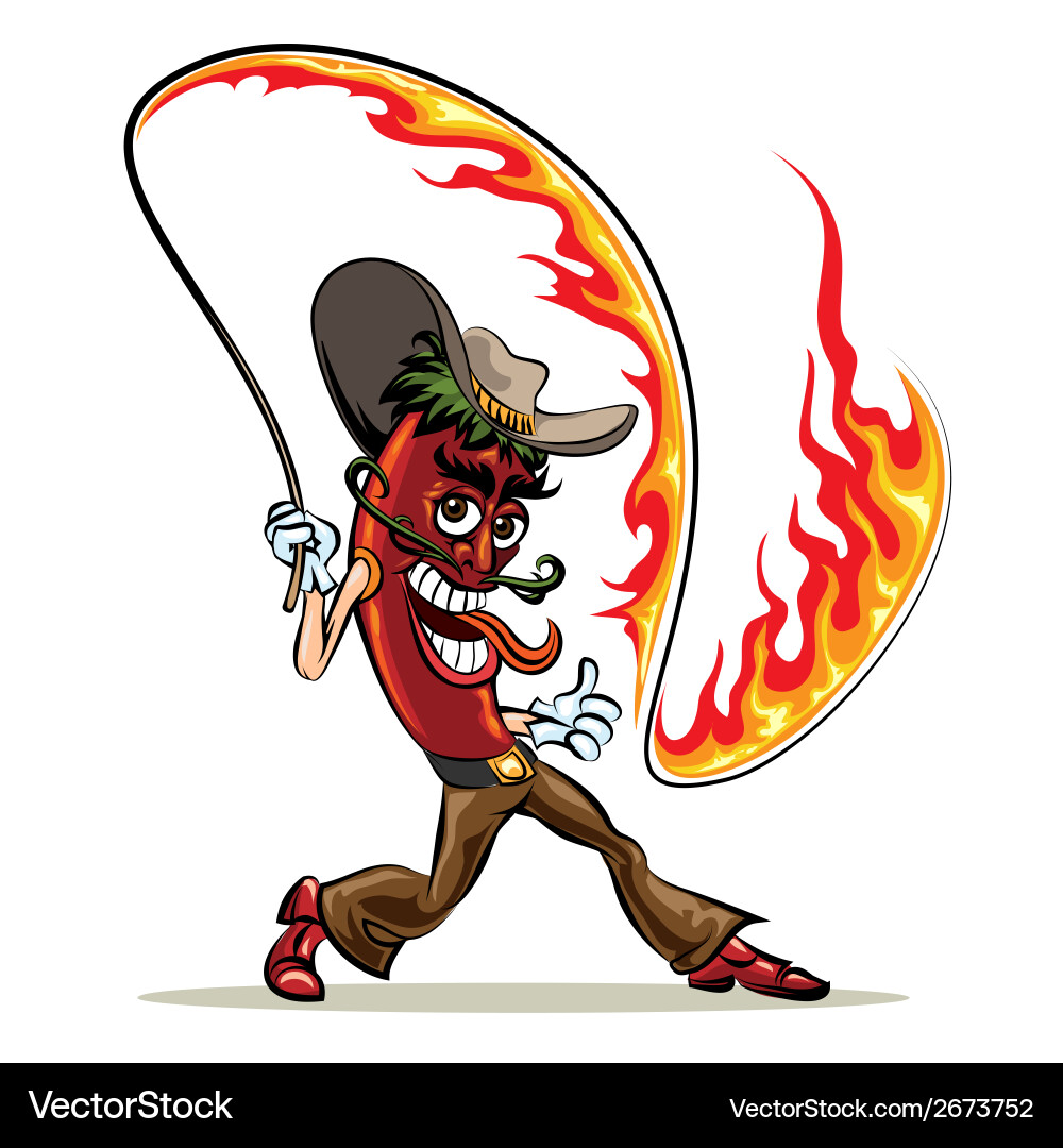 Fiery Chili Pepper Cowboy Royalty Free Vector Image