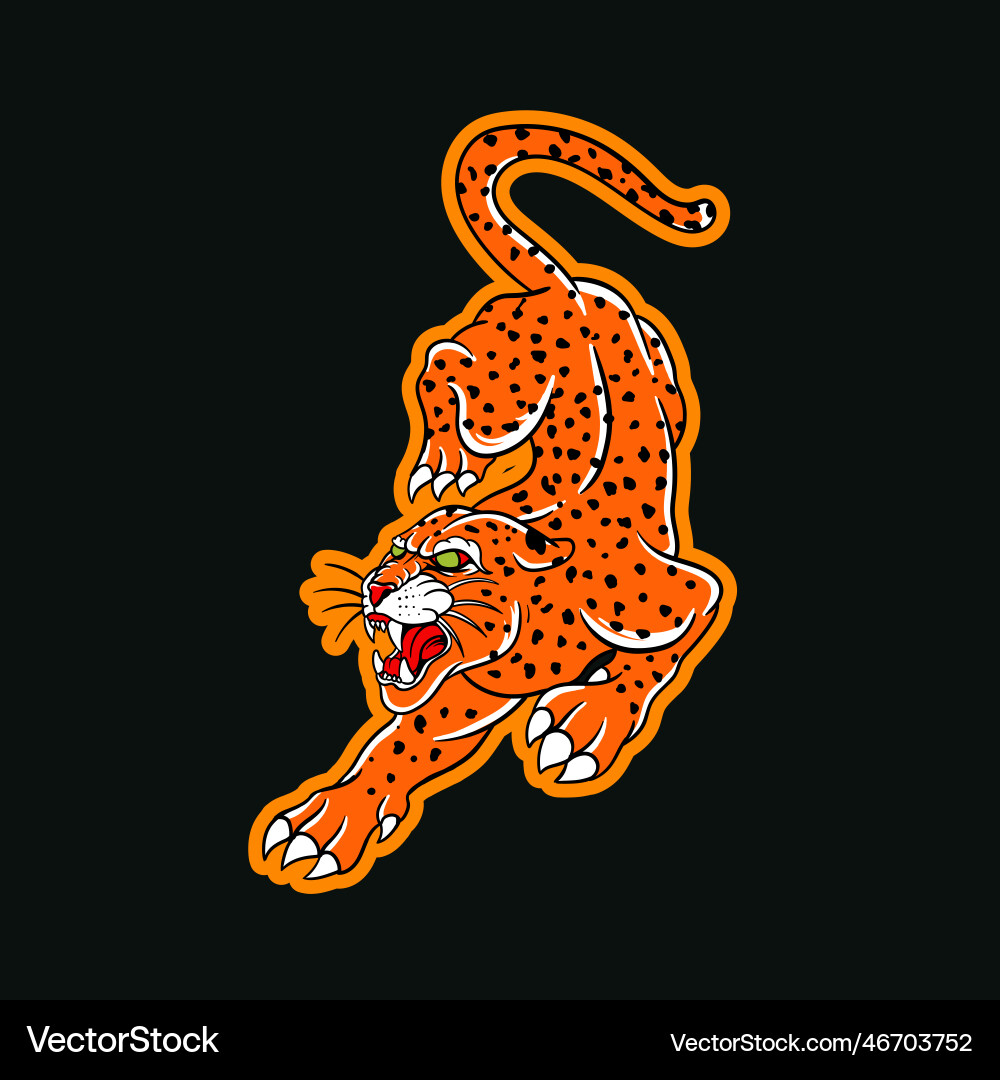 Hand drawn of traditional leopard tattoo Vector Image