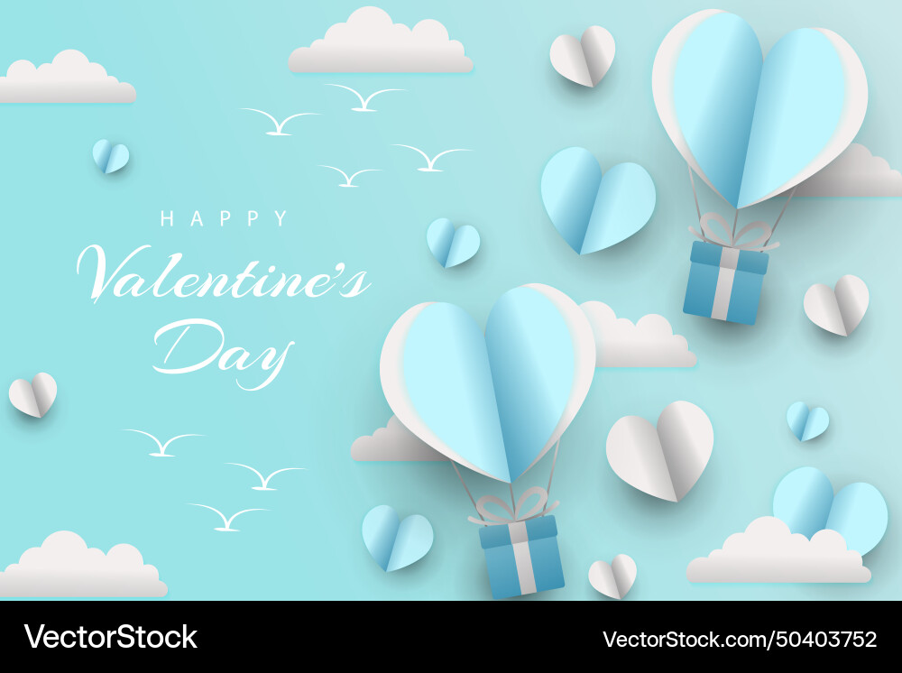 Happy valentines day background with paper cut Vector Image