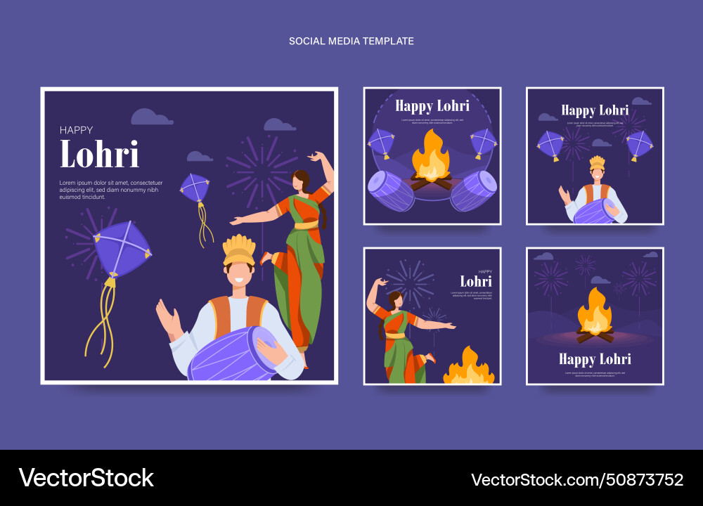Lohri social media templates Royalty Free Vector Image