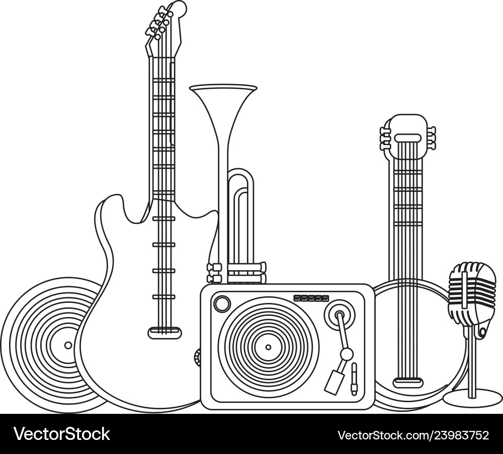 Music elements cartoon Royalty Free Vector Image