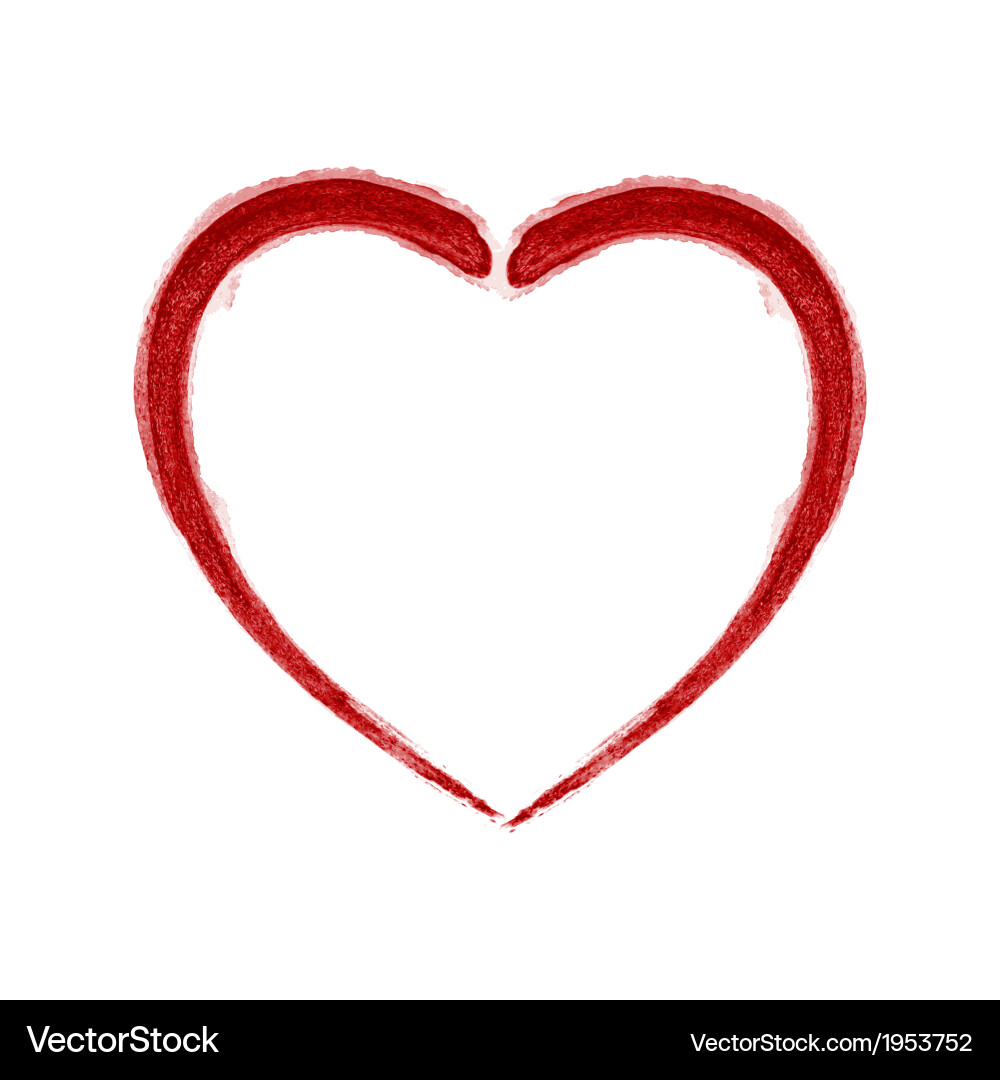 Red brushed heart Royalty Free Vector Image - VectorStock