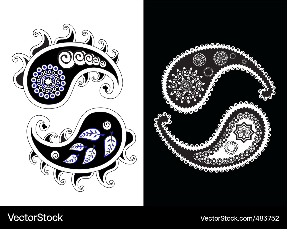 Set of paisley design elements Royalty Free Vector Image