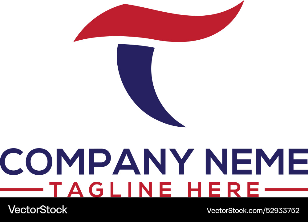 T letter logo for company Royalty Free Vector Image