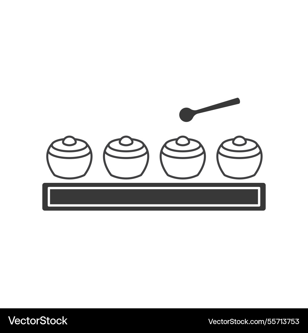 Four gongs with a mallet Royalty Free Vector Image