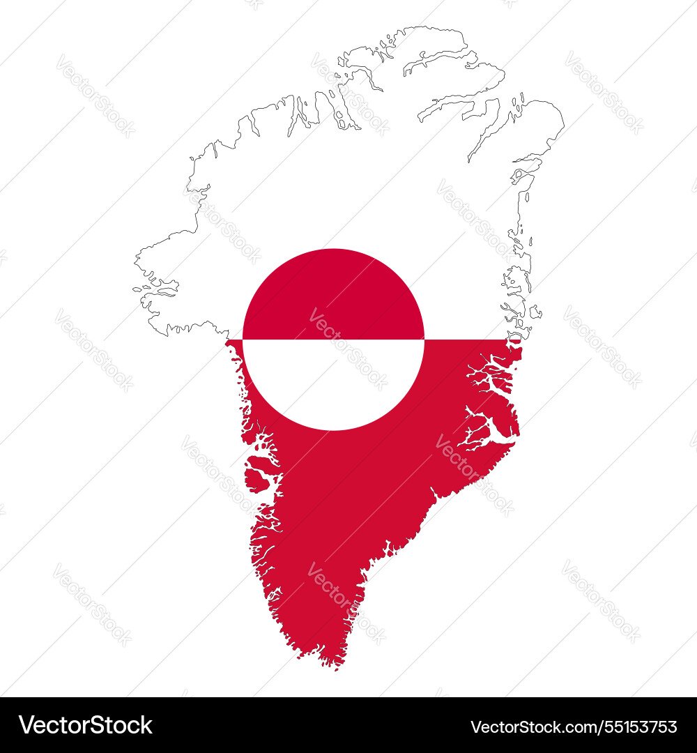 Greenland flag map contour Royalty Free Vector Image