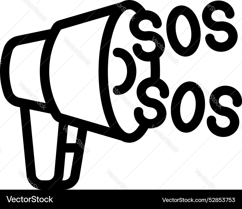 Megaphone making sos sound for emergency alert Vector Image