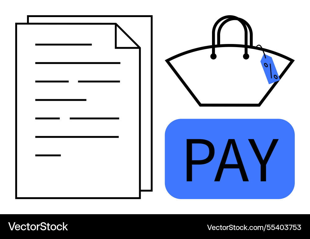 Online shopping overview invoice bag Royalty Free Vector