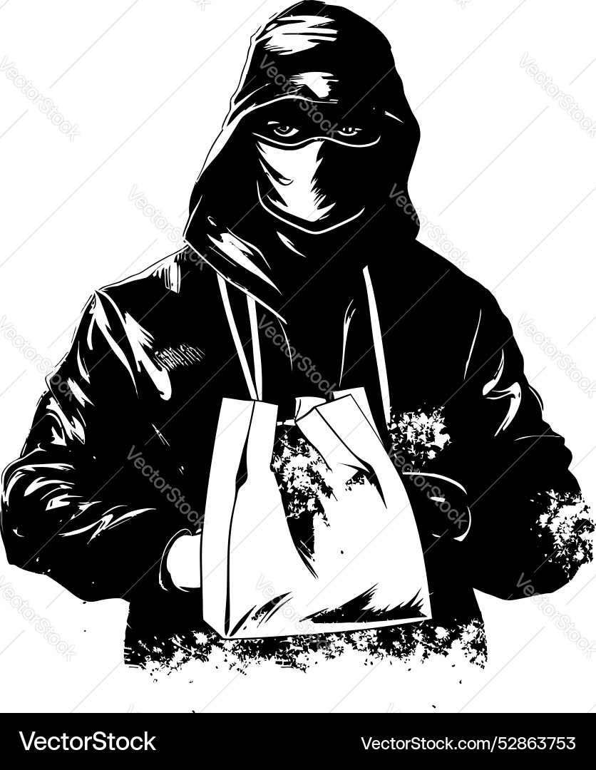 Sackful swindle robber with stolen goods icon Vector Image