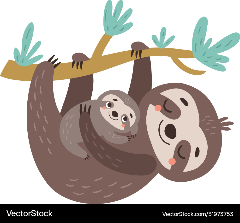 Sloth Family Portrait Royalty Free Vector Image