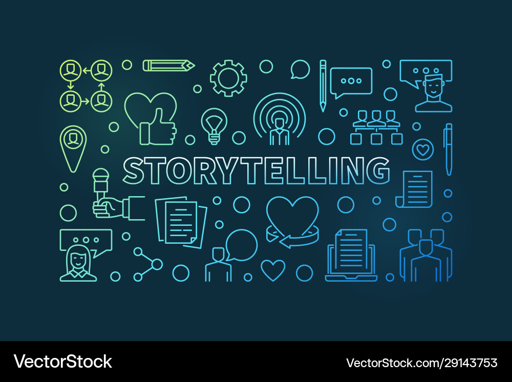 Storytelling concept colorful outline Royalty Free Vector