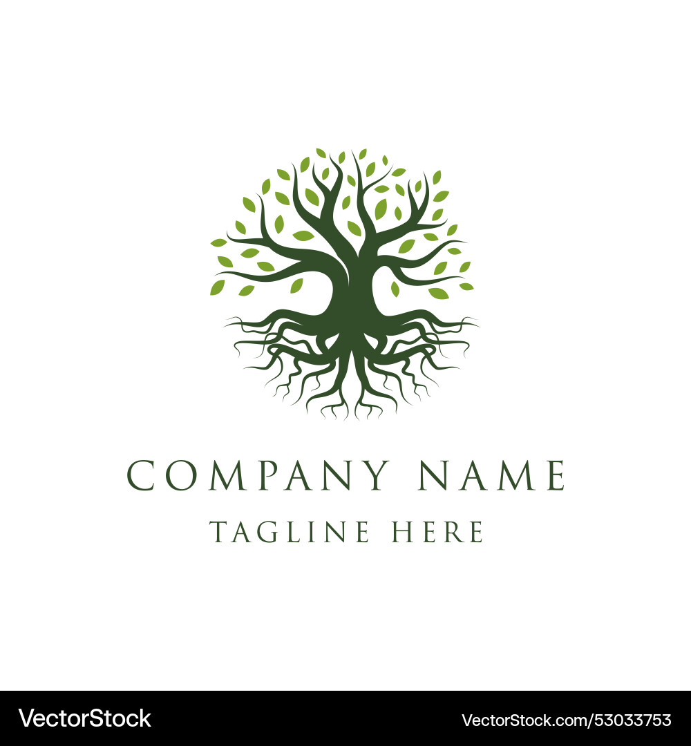 Tree and roots logo design isolated abstract Vector Image