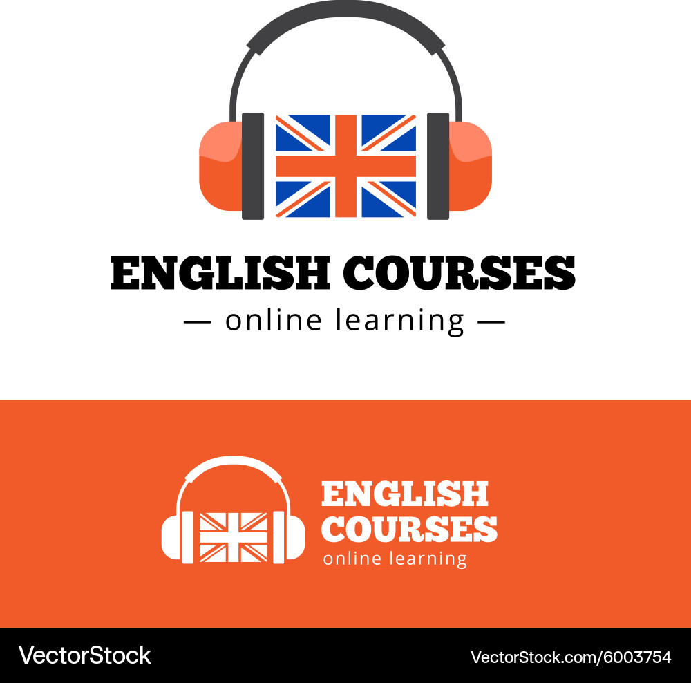 English courses logo concept with british Vector Image