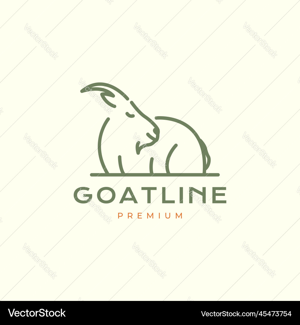 Mountain goat long horn sit relax line art Vector Image