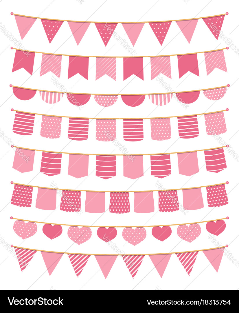 Pink bunting Royalty Free Vector Image - VectorStock