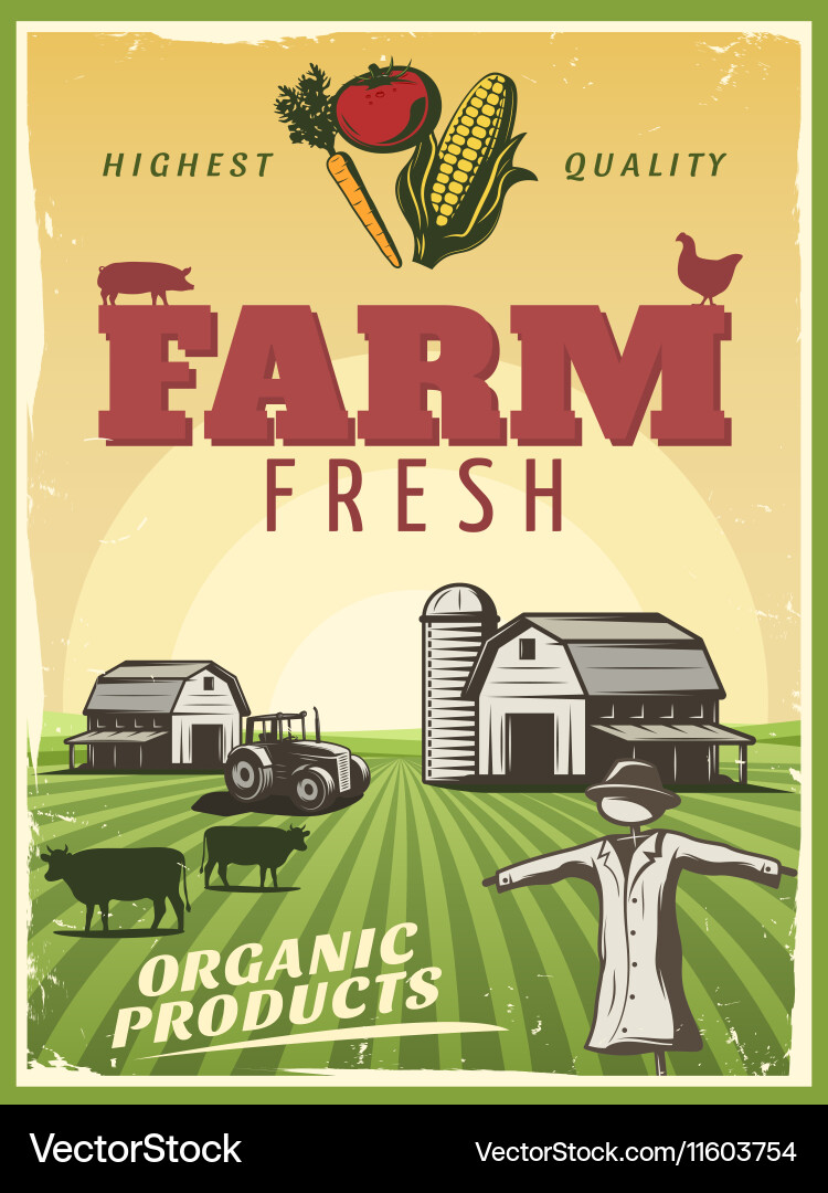 Ranch farm poster Royalty Free Vector Image - VectorStock