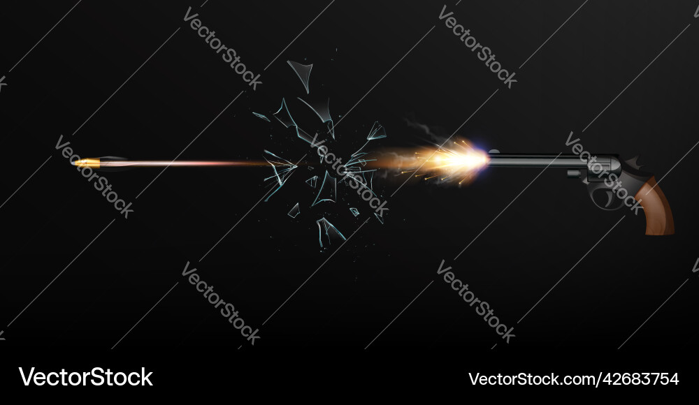 Realistic pistol flash Royalty Free Vector Image