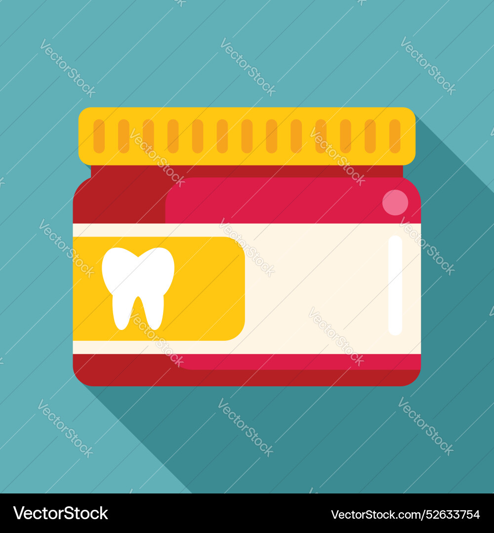 Red toothpaste jar with yellow label showing Vector Image